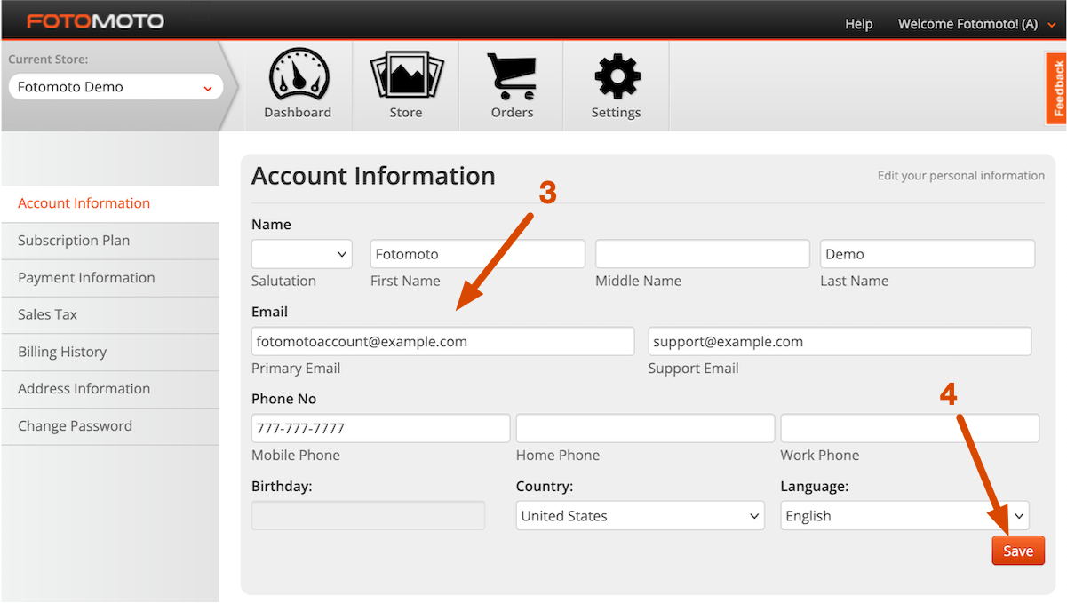 How do I add or change my contact email? – Fotomoto Support Center